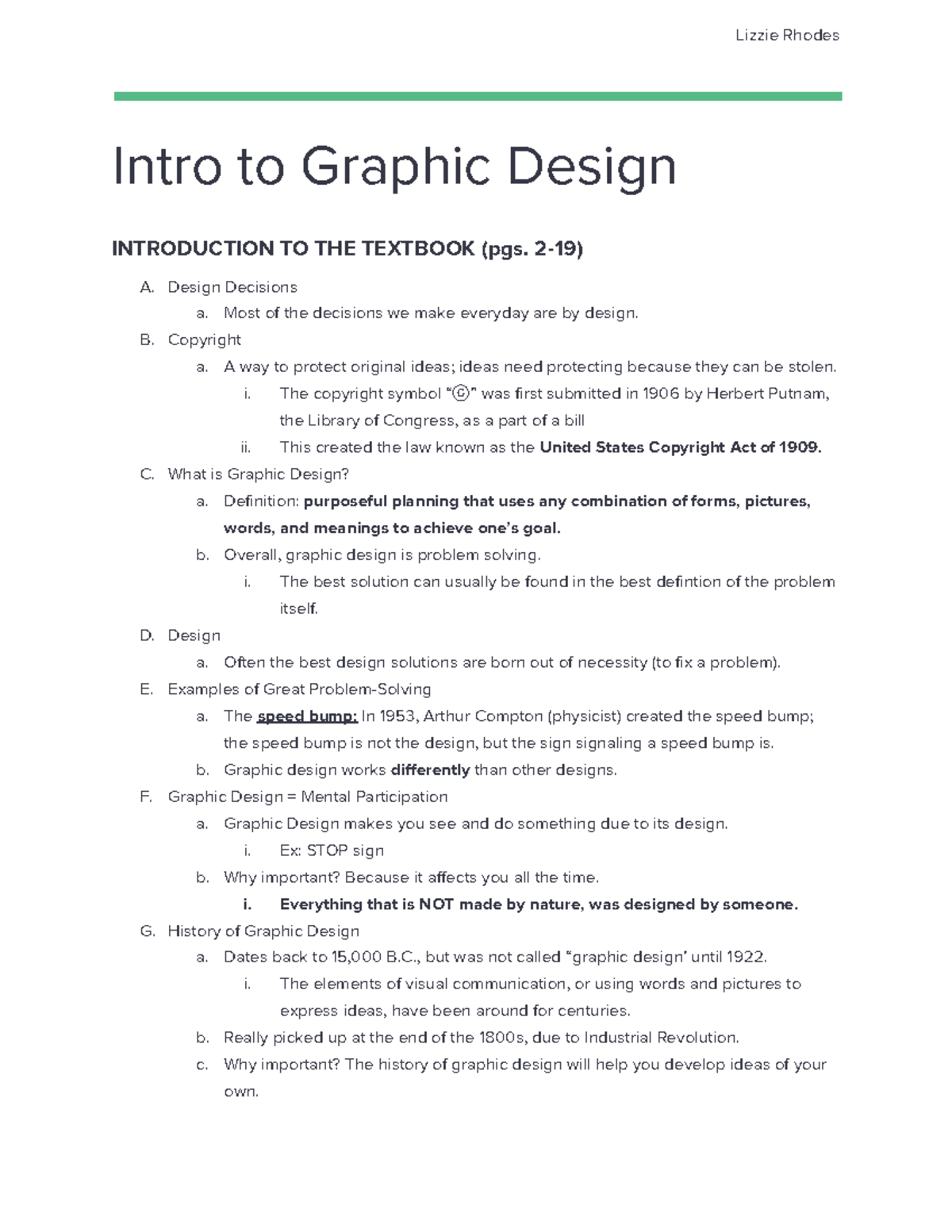 Intro to Graphic Design - Introduction Notes (pg 2-19) - Lizzie Rhodes ...