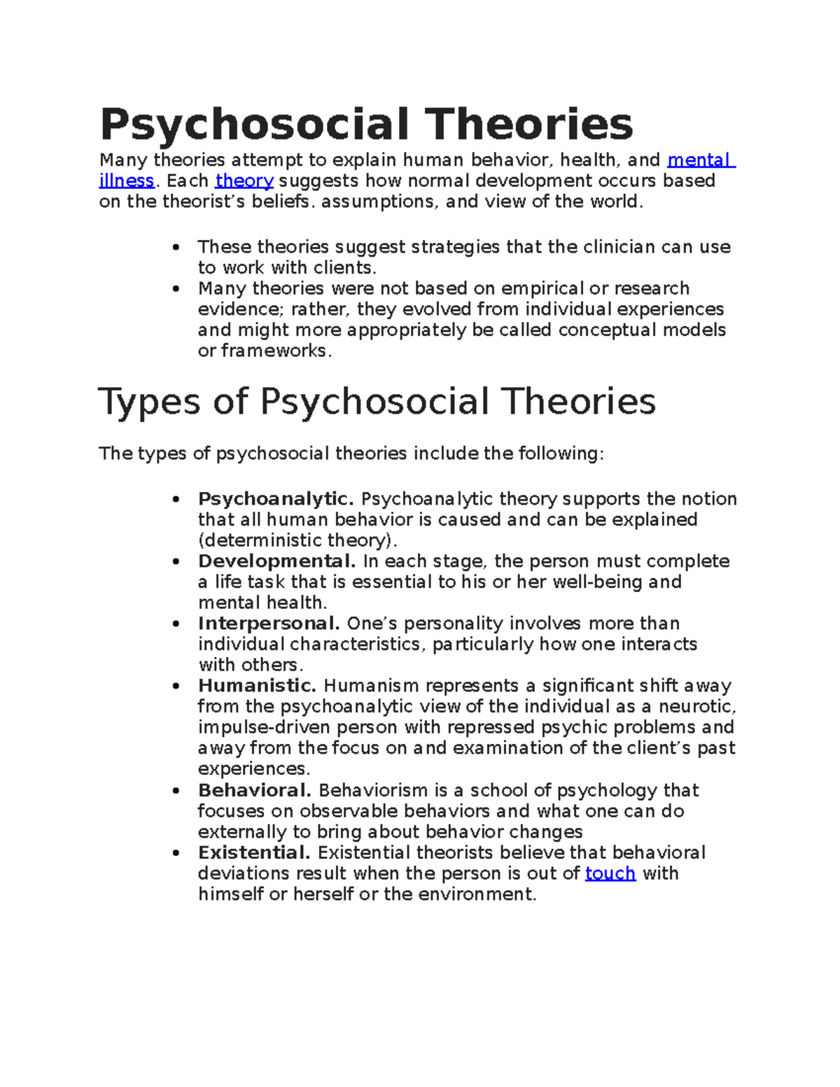 Psychosocial Theories - Psychosocial Theories Many theories attempt to ...