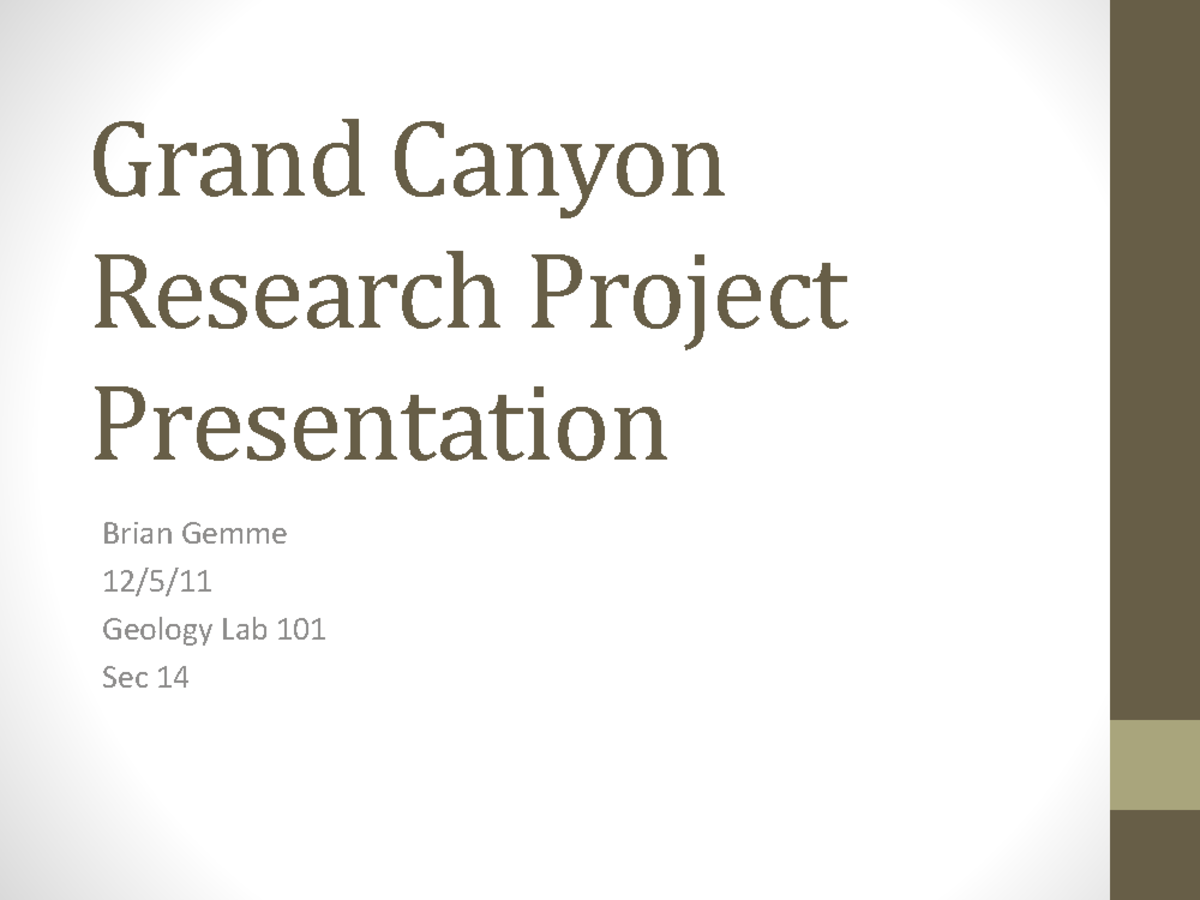 Seminar assignments - Different assignments - Grand Canyon Research ...
