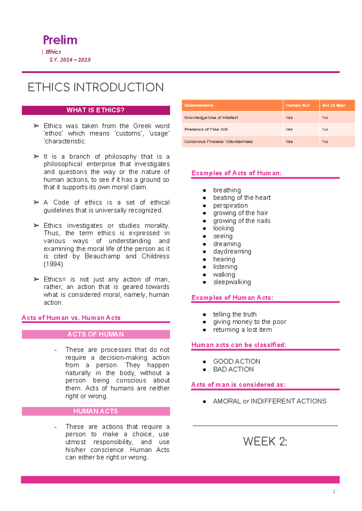 Prelim Ethics - Prelim | Ethics S. 2024 – 2025 ETHICS INTRODUCTION WHAT IS ETHICS? Ethics was ...