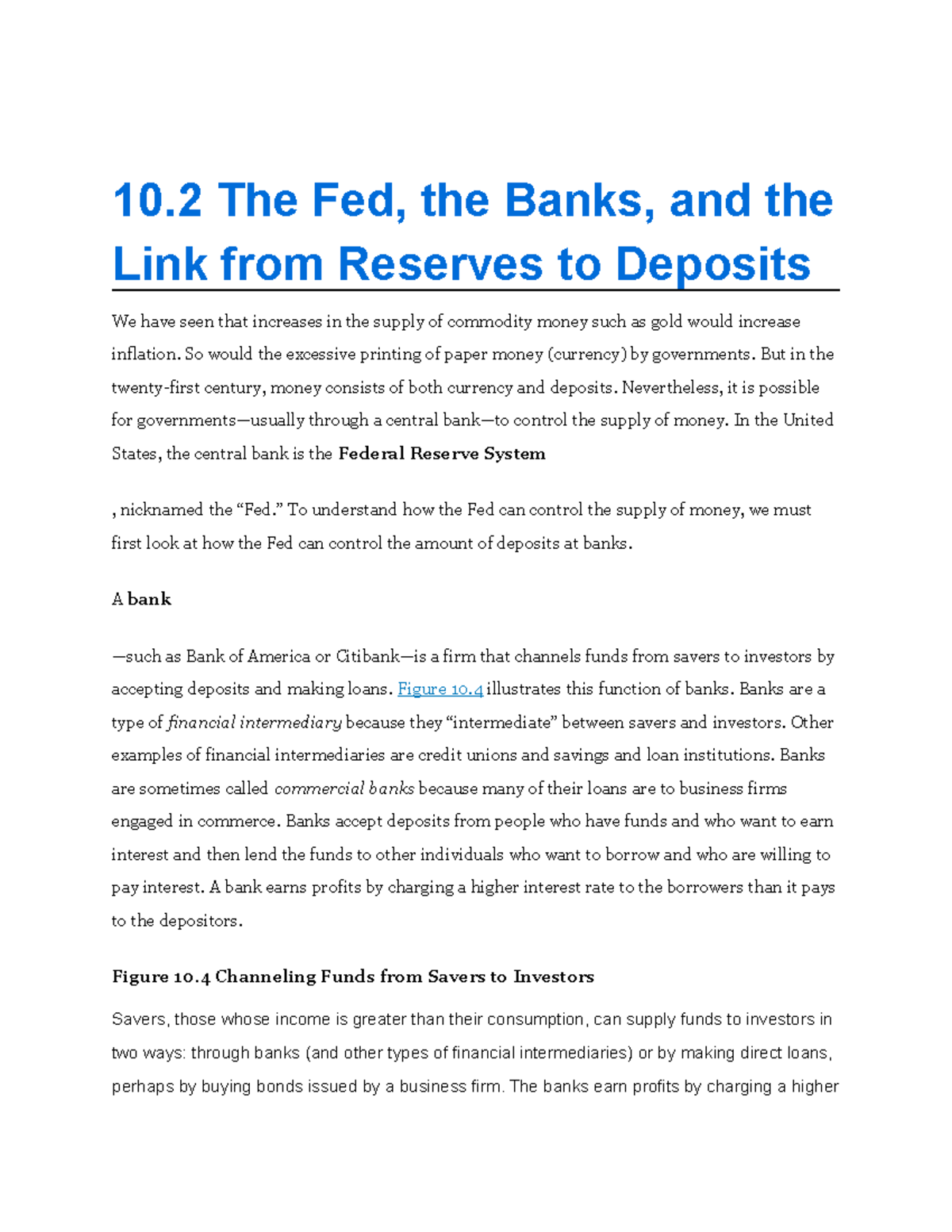 Chapter 10.2 Practice Materials - 10 The Fed, the Banks, and the Link ...