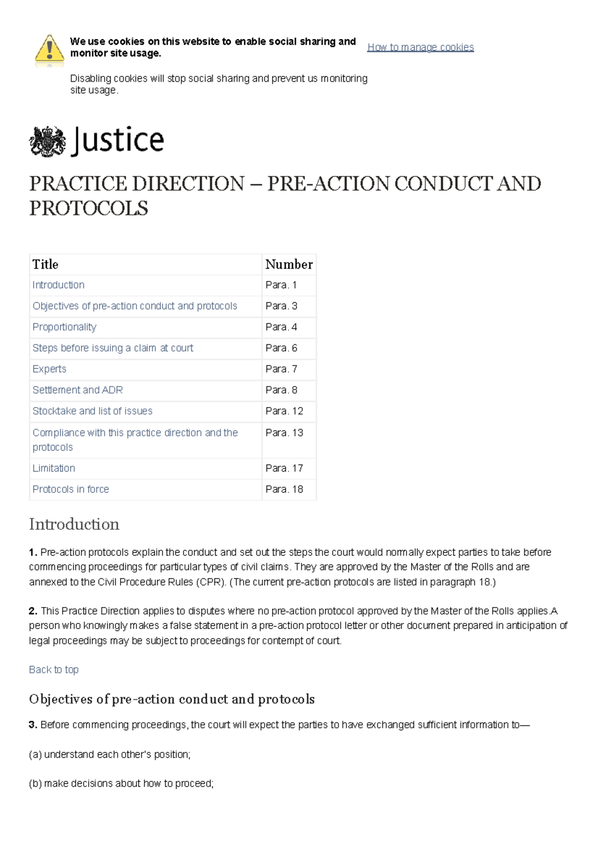 PRE- Action Conduct AND Protocols - Civil Procedure Rules - We use ...