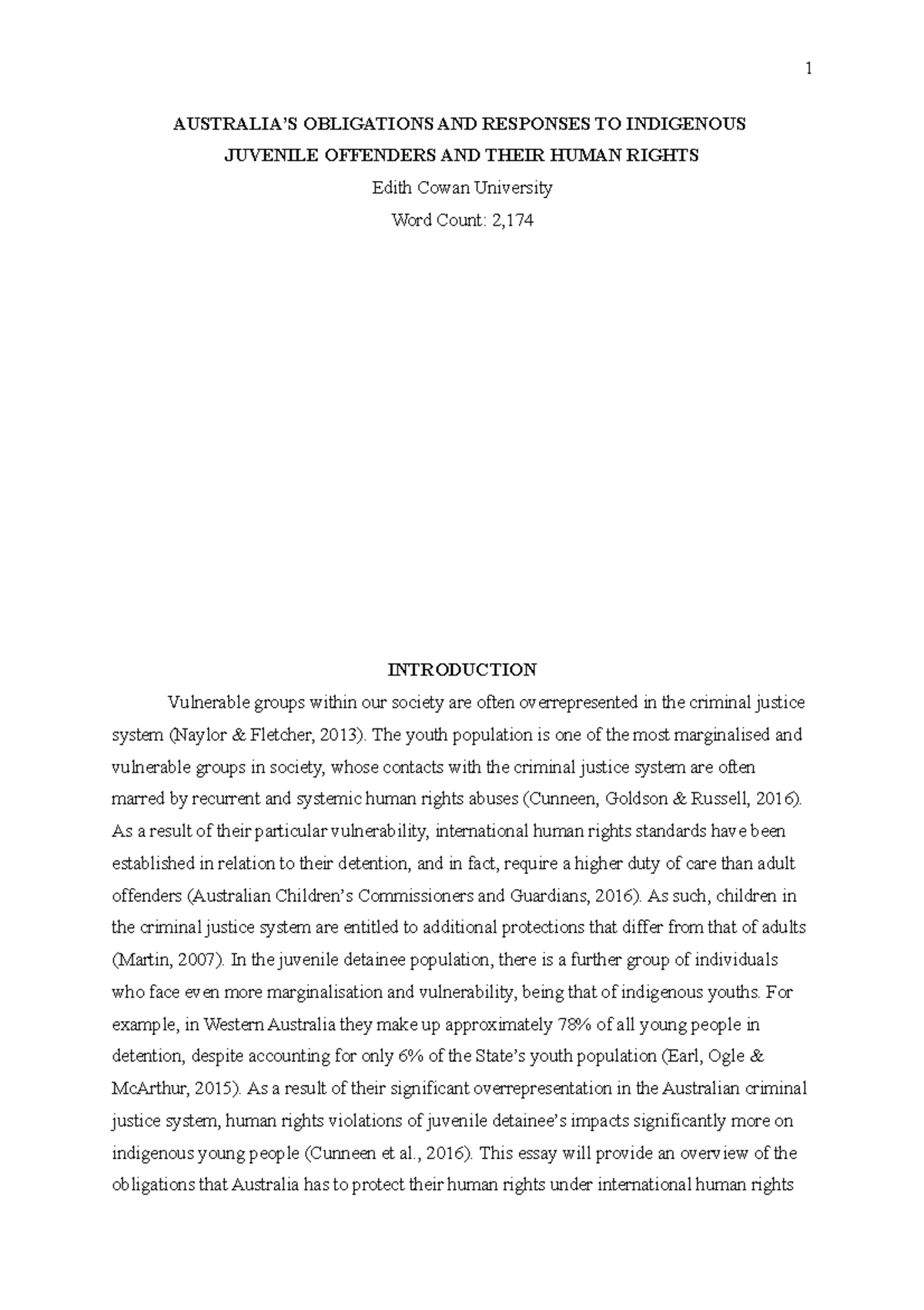 CRI3109 Research Essay - Australia’S Obligations AND Responses TO ...