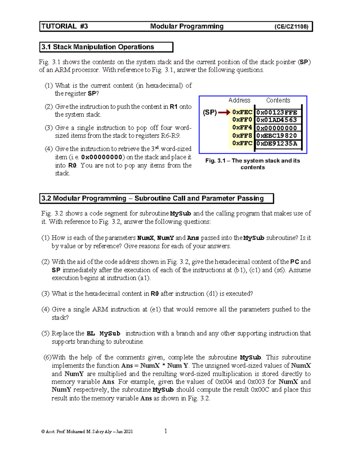 Tutorial 3 Handout - TUTORIAL #3 Modular Programming (CE/CZ1 1 06 ...