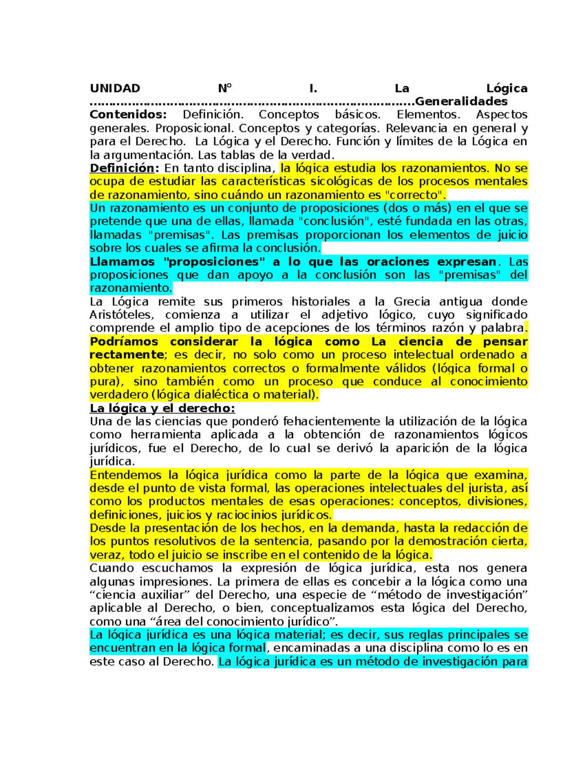 Unidad N 1 logica - sssss - UNIDAD N° I. La Lógica - Studocu