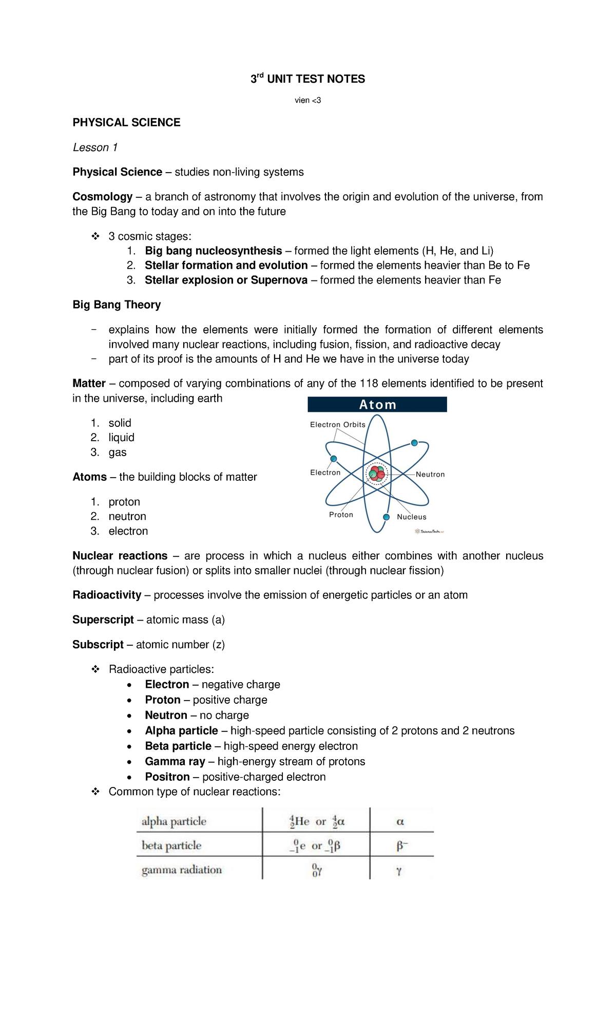 3rd UT notes - GRADE 12 - 3 rd UNIT TEST NOTES vien