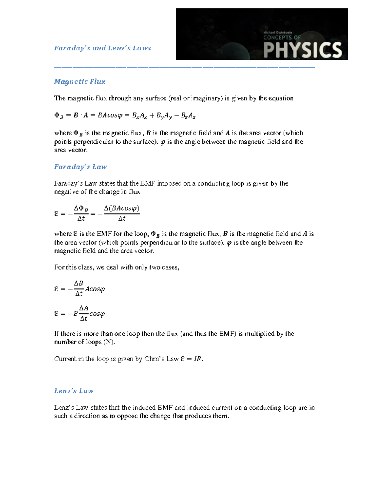 Worksheet Faraday's and Lenz's Laws-2 - In Class - Faraday’s and Lenz’s ...