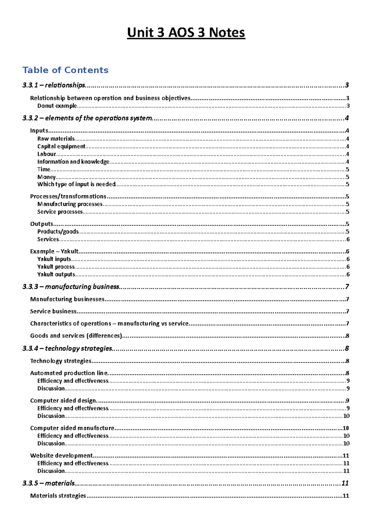 Unit 3 aos 3 notes - operations - Unit 3 AOS 3 Notes 3.3 – - Studocu