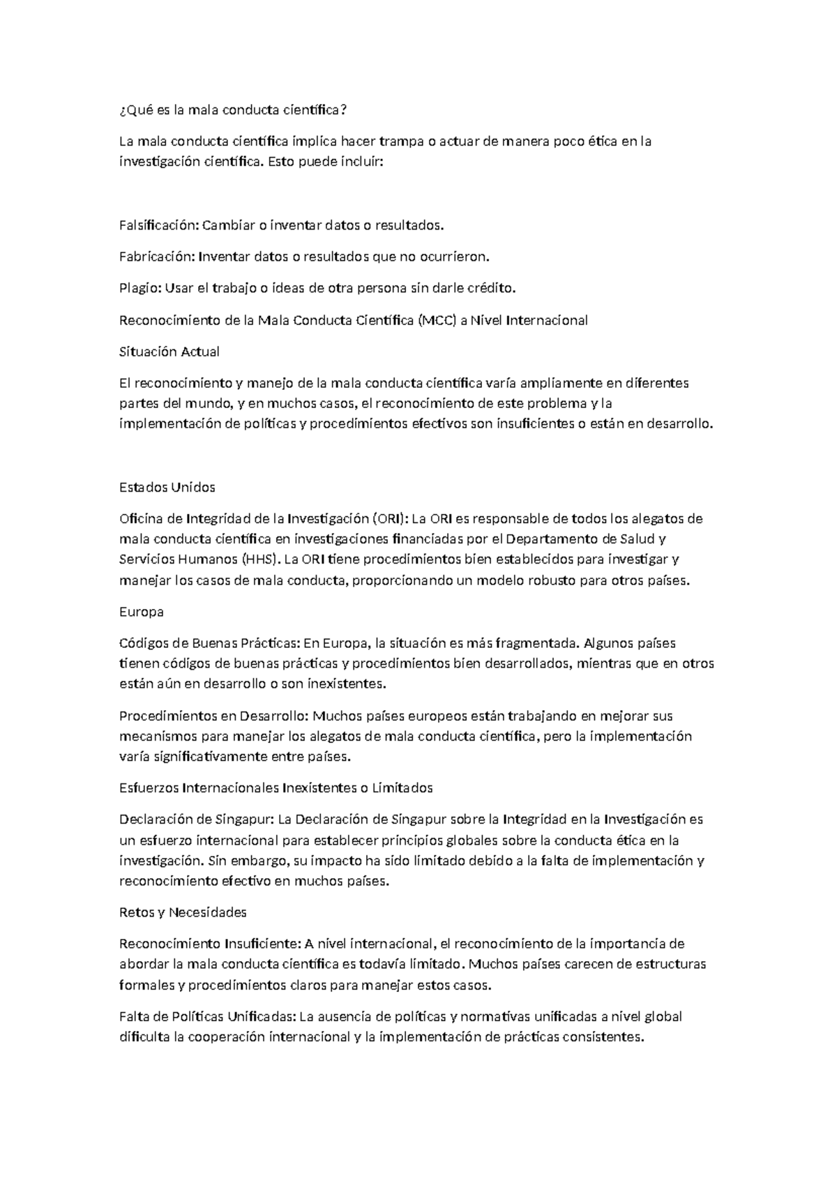Qué es la mala conducta científica - ¿Qué es la mala conducta ...