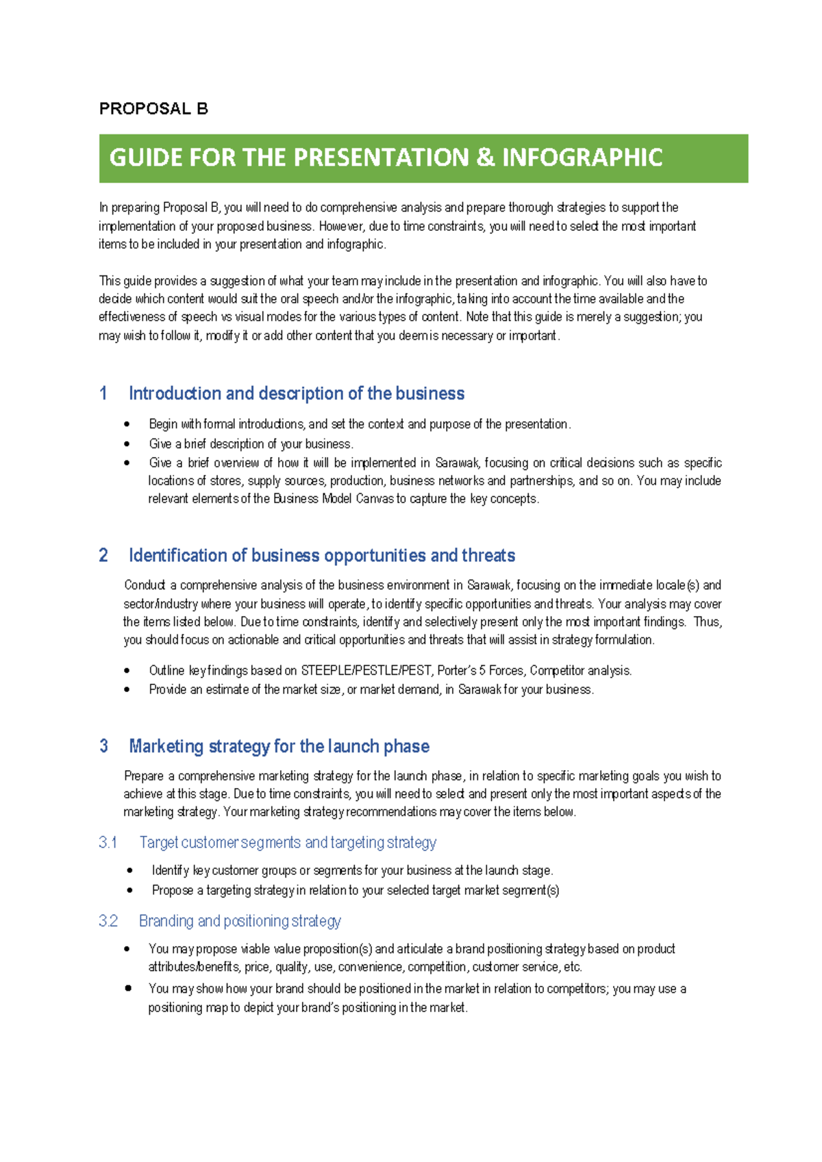 Guide FOR THE Presentation & Infographic - PROPOSAL B In preparing ...