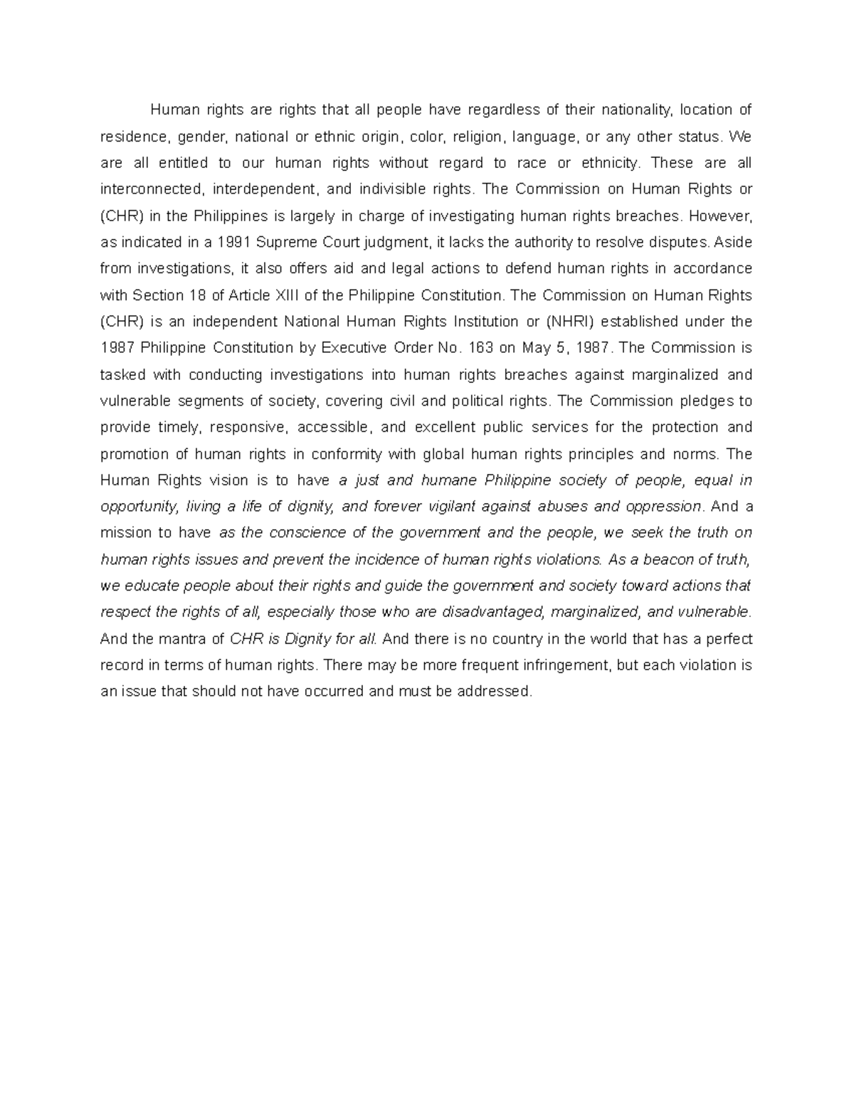 2nd Part - Grade: 11 - Human rights are rights that all people have ...