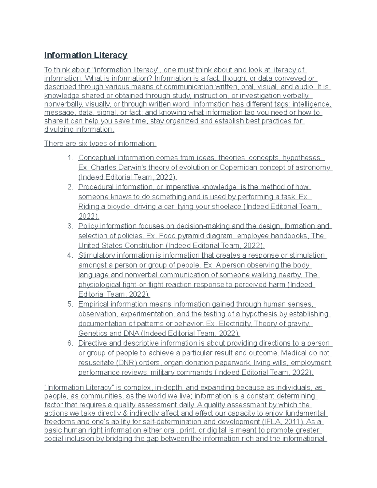 Unit 1 Discussion - Information Literacy (23) - Information Literacy To ...