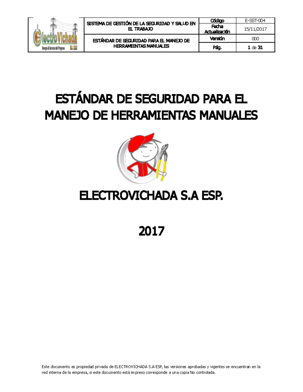 E-SST-004 Estándar de seguridad trabajo seguro con herramientas ...
