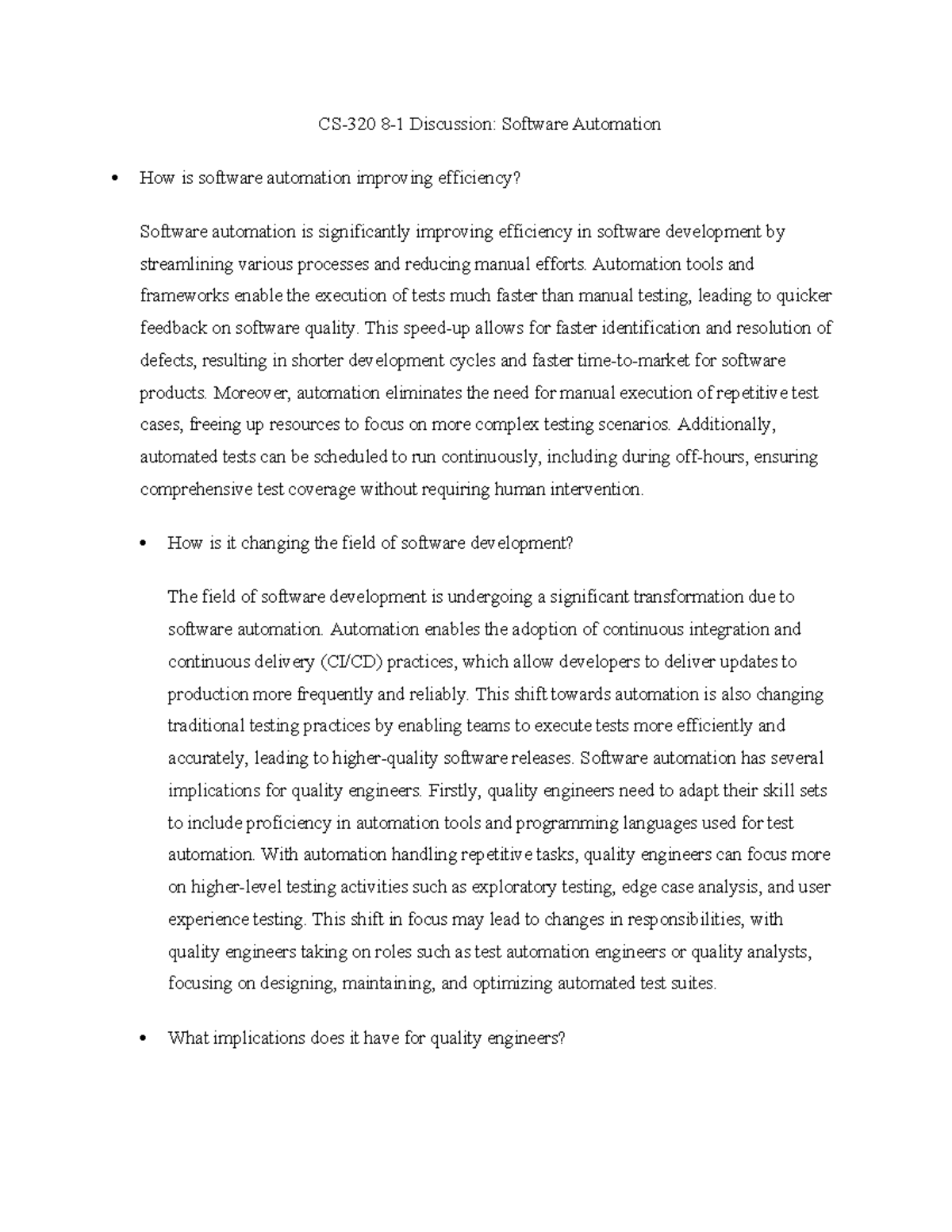 CS-320 8-1 Journal Software Automation - CS-320 8-1 Discussion ...