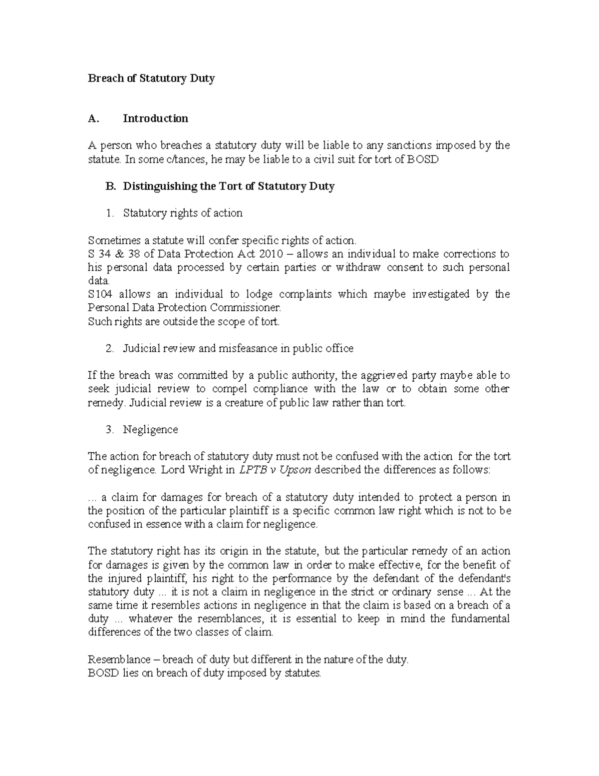 Breach of Statutory Duty 2023 - Breach of Statutory Duty A ...