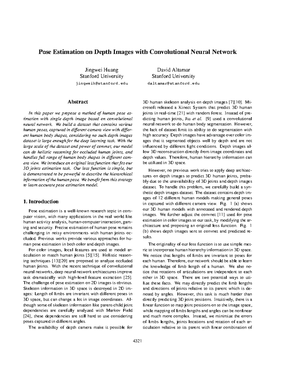Pose estimation on depth images with convolutional neural network ...