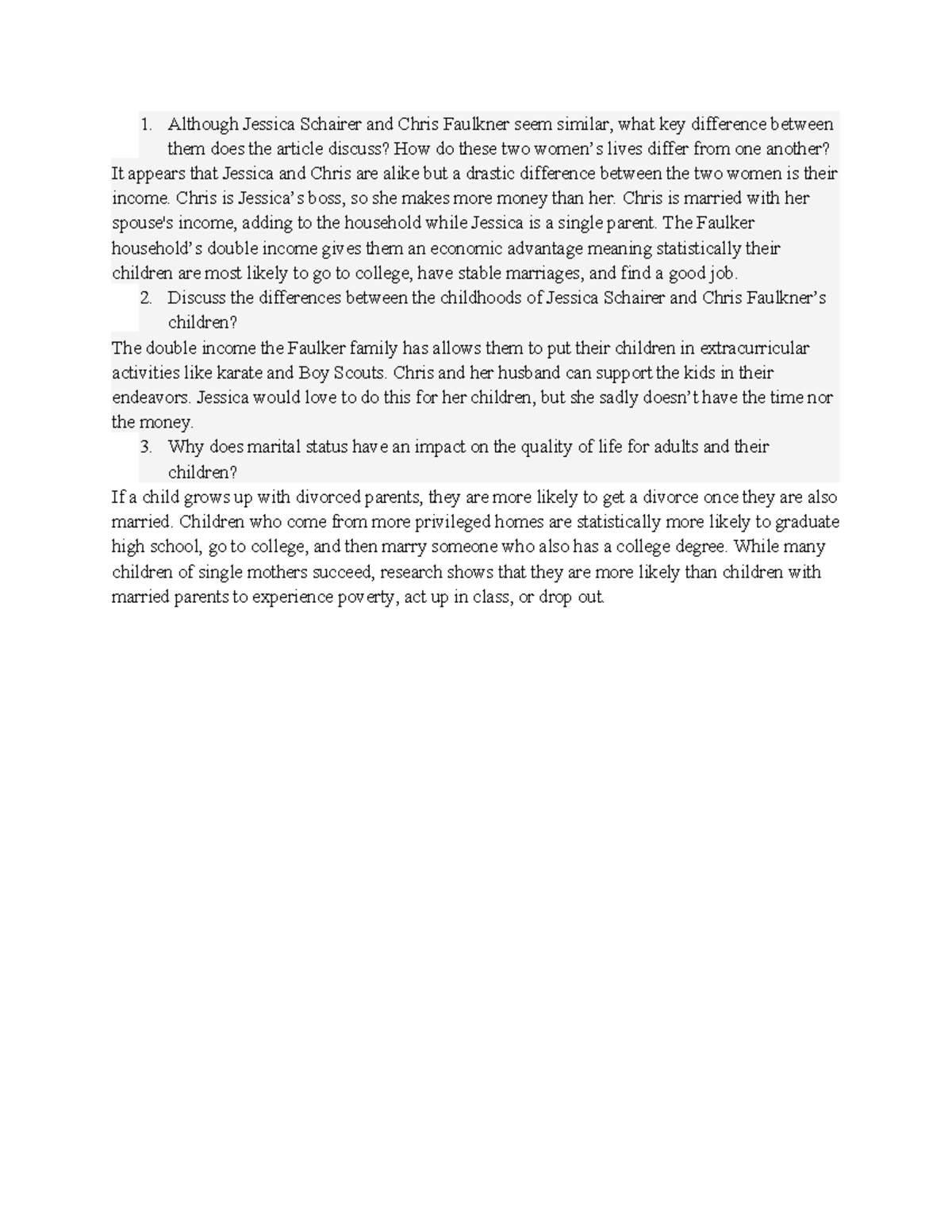 GRQ7 - General Reading Questions - Although Jessica Schairer and Chris ...