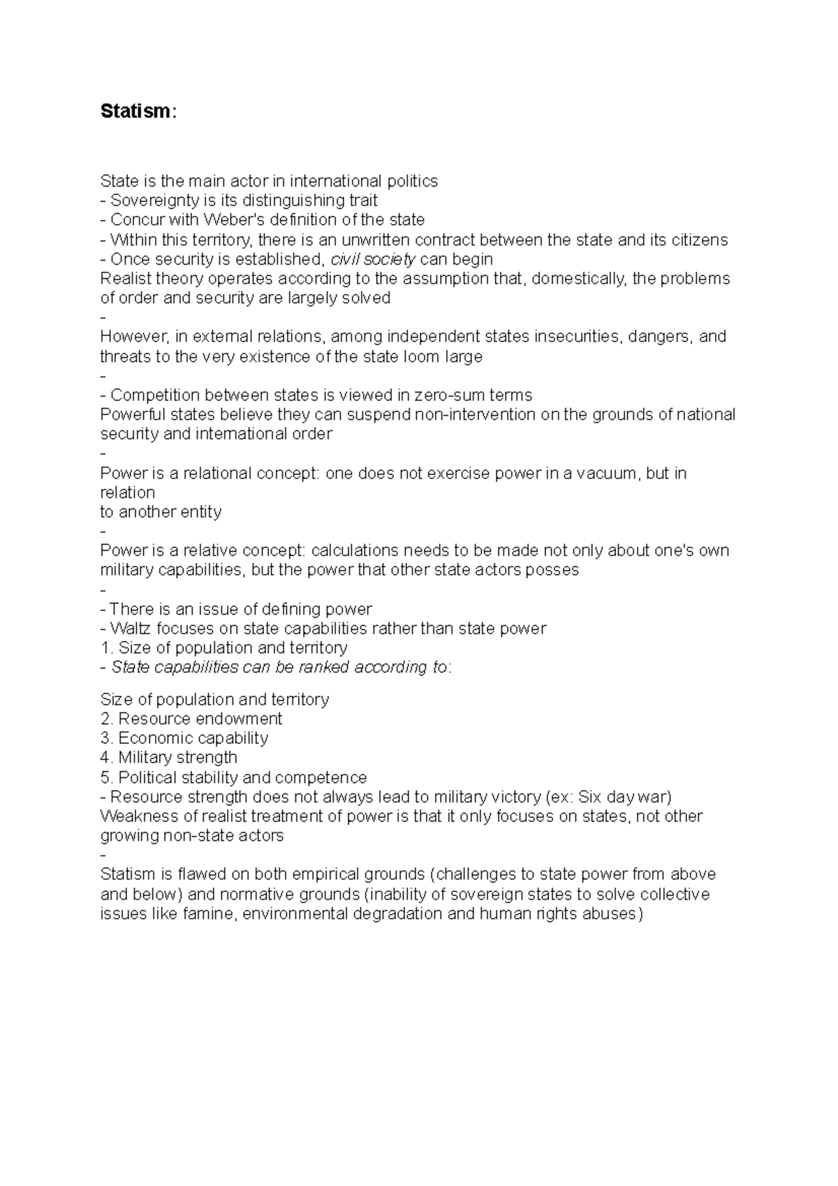 Statism - Statism: State is the main actor in international politics ...