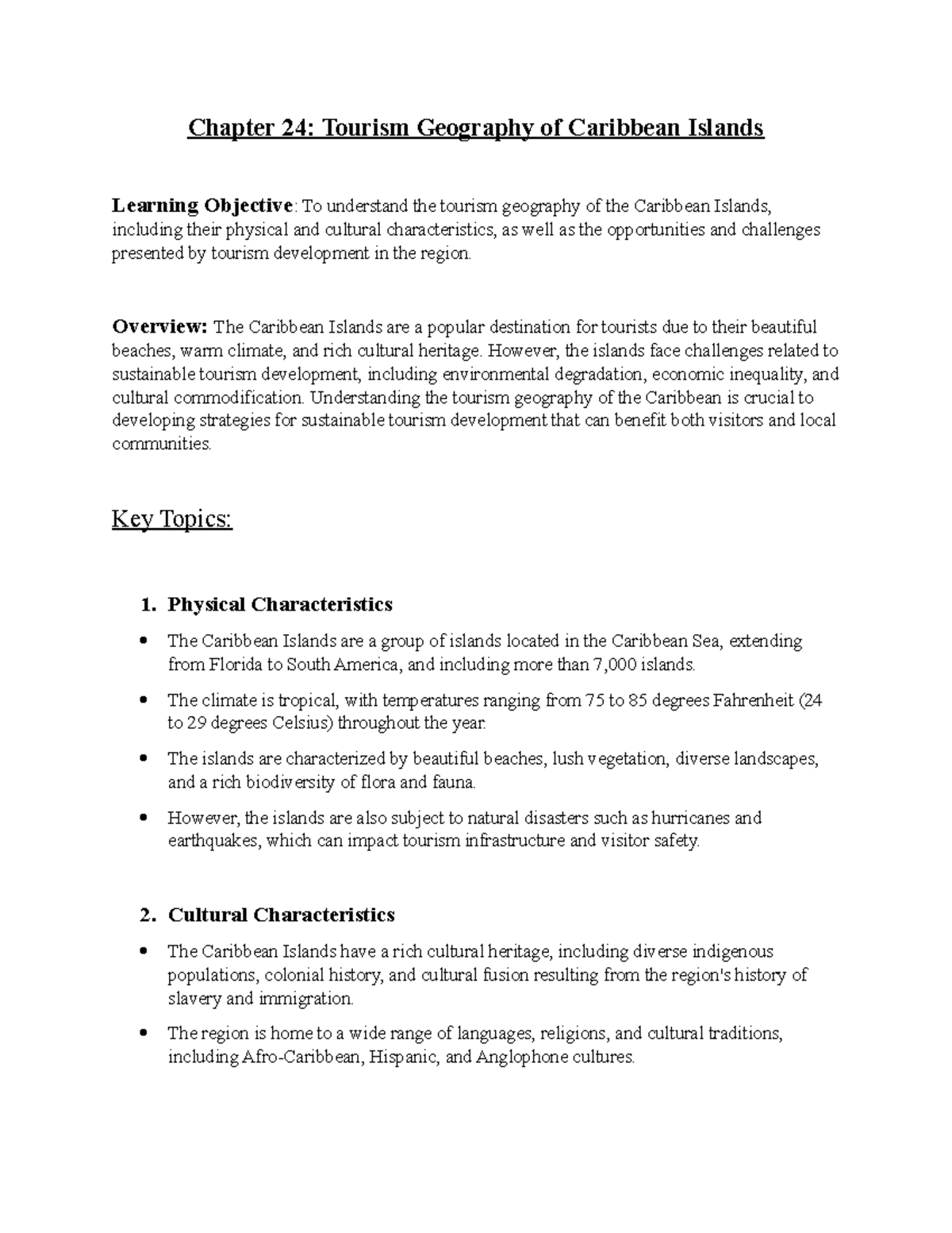 Chapter 24 - TESM - Summarized notes - Chapter 24: Tourism Geography of ...