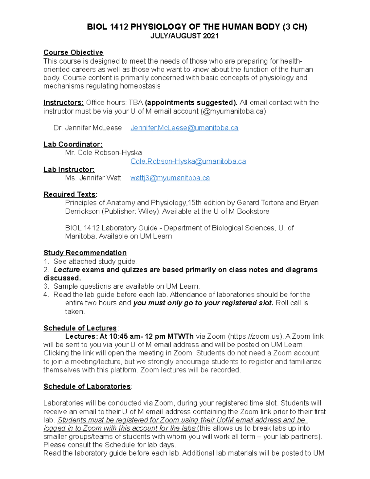 BIOL1412 Lab Syllabus Summer 2021 - BIOL 1412 PHYSIOLOGY OF THE HUMAN ...