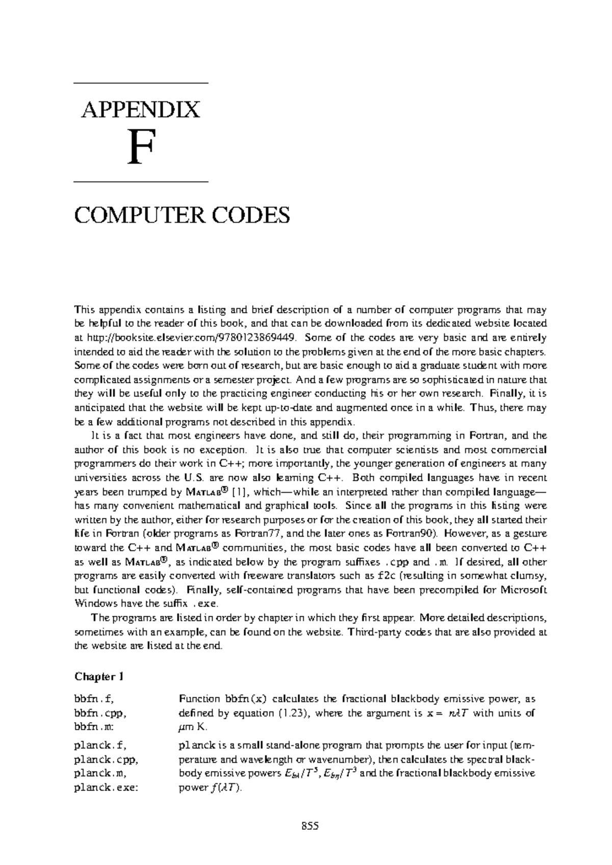 Computer codes - APPENDIX F COMPUTER CODES This appendix contains a ...