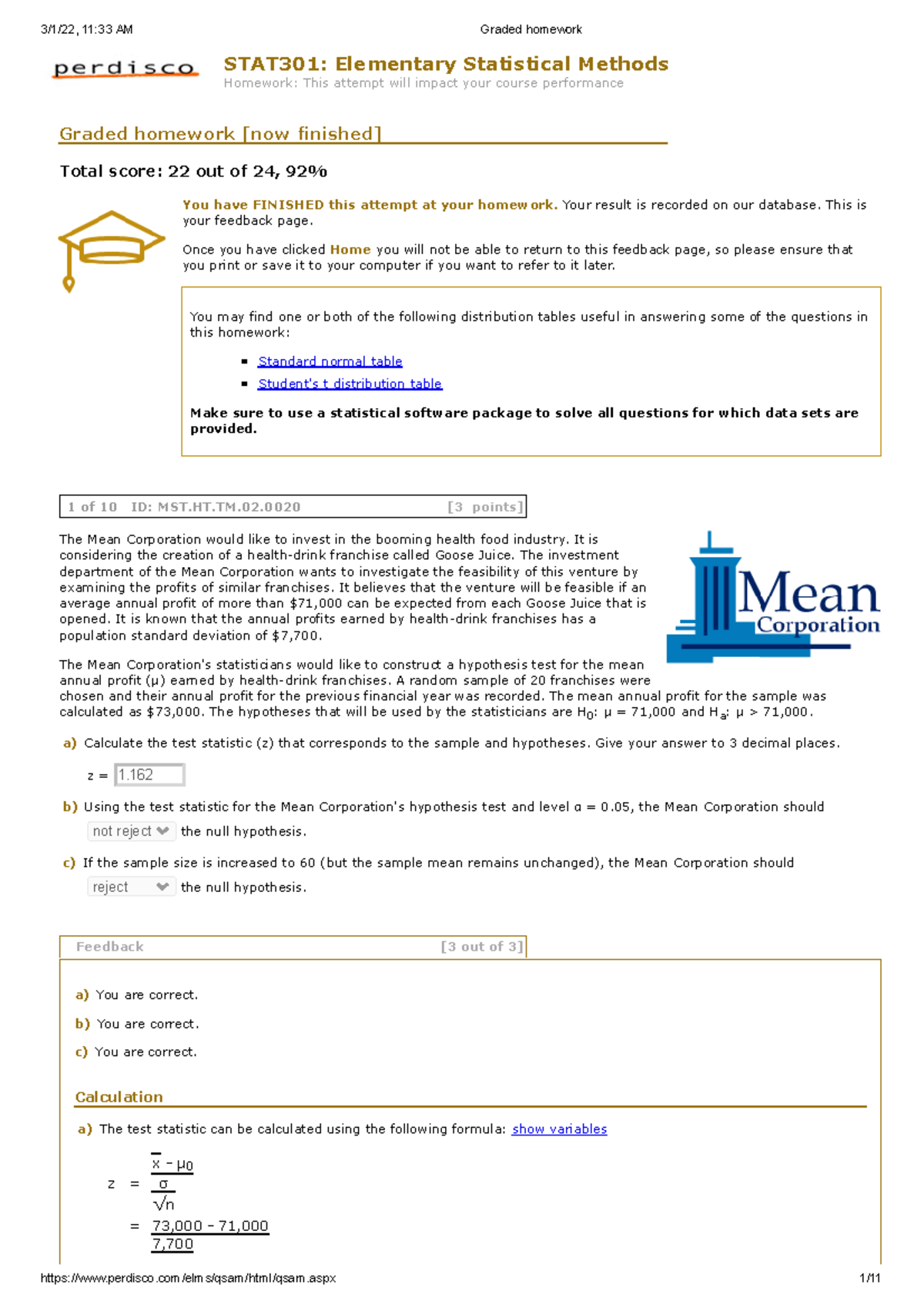 Graded Homework 5 Stat 301 Hw 5 [3 Points] [3 Out Of 3] Stat301 Elementary Statistical