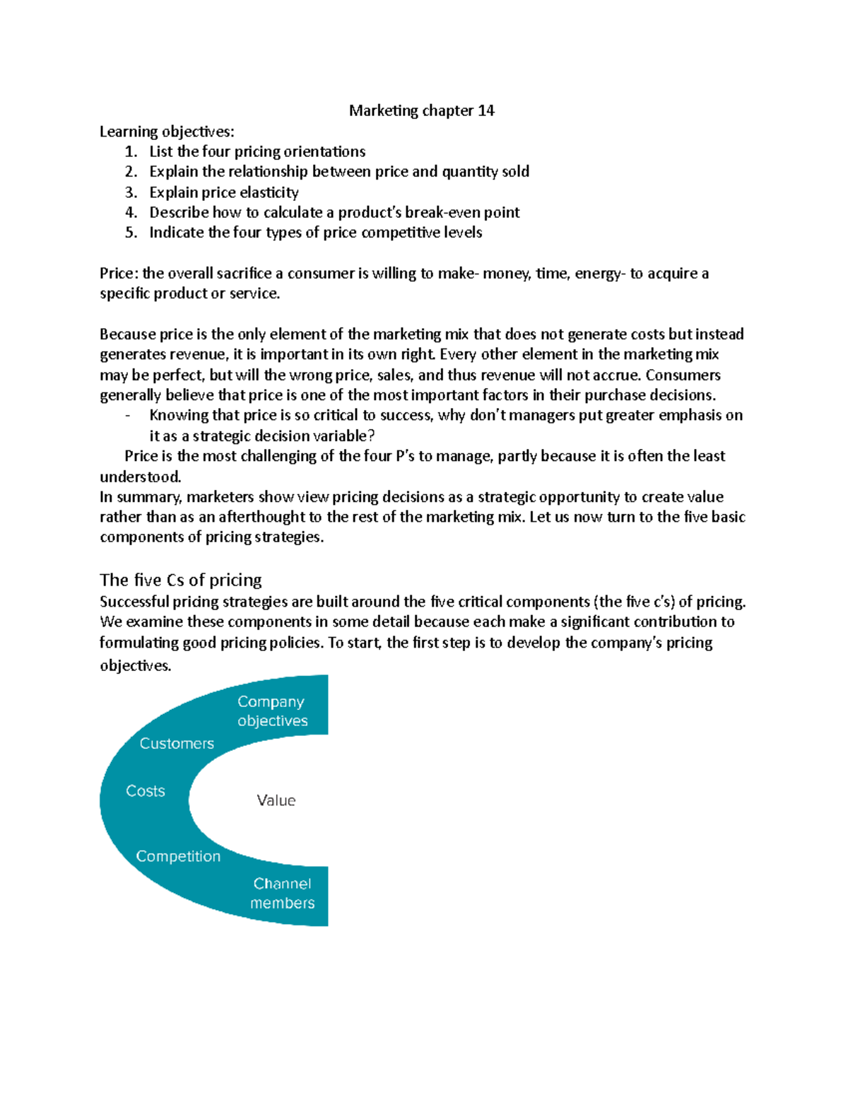 Marketing chapter 14 - Because price is the only element of the ...