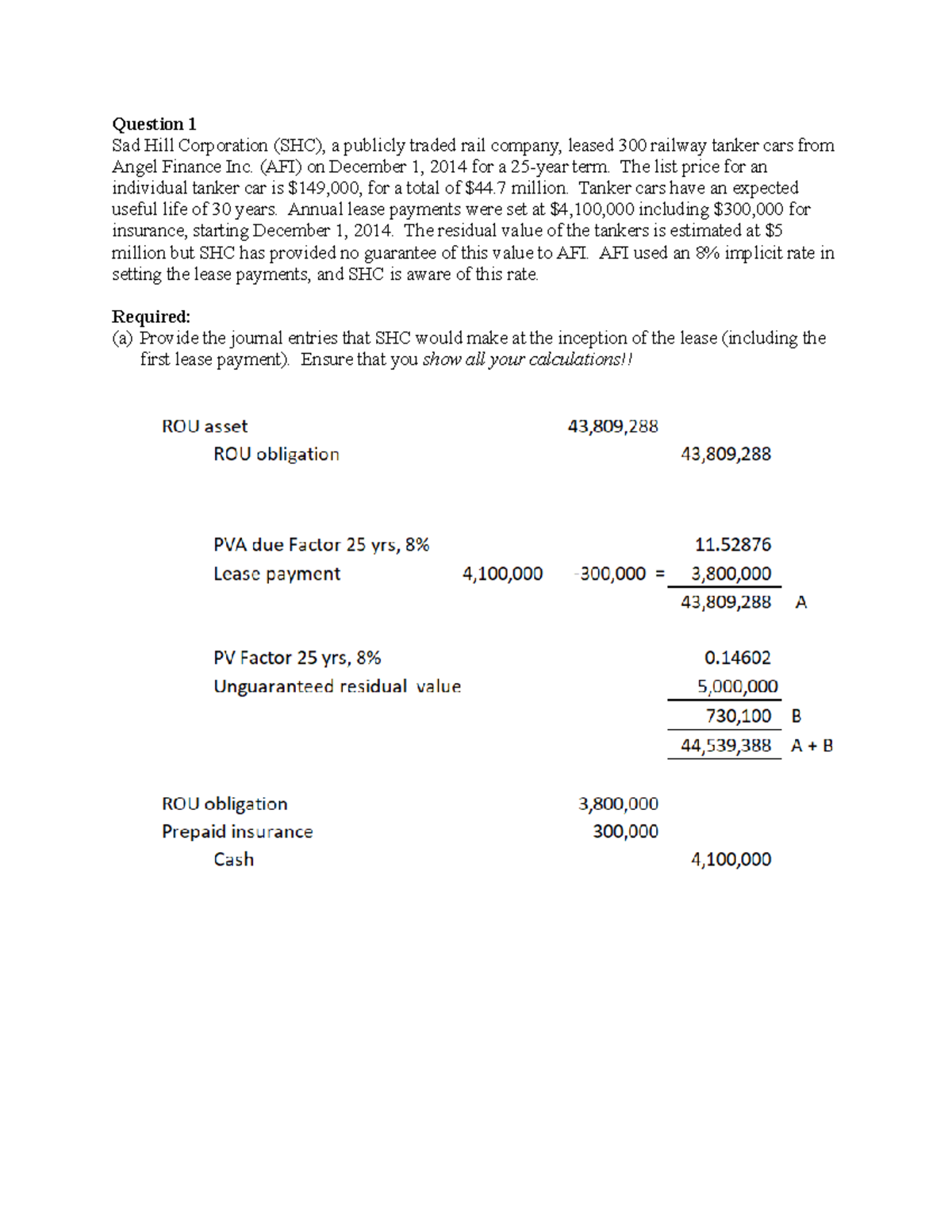 Old Exam Questions and Solution - Question 1 Sad Hill Corporation (SHC ...
