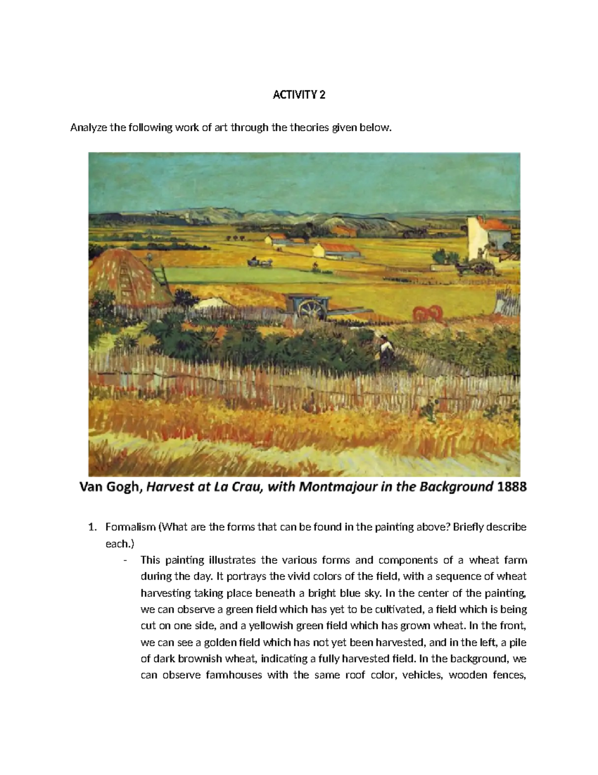 2 - Analyze the following work of art through the theories given below ...