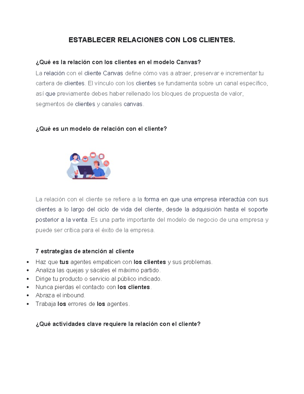 Relaciones CON LOS Clientes - ESTABLECER RELACIONES CON LOS CLIENTES ...