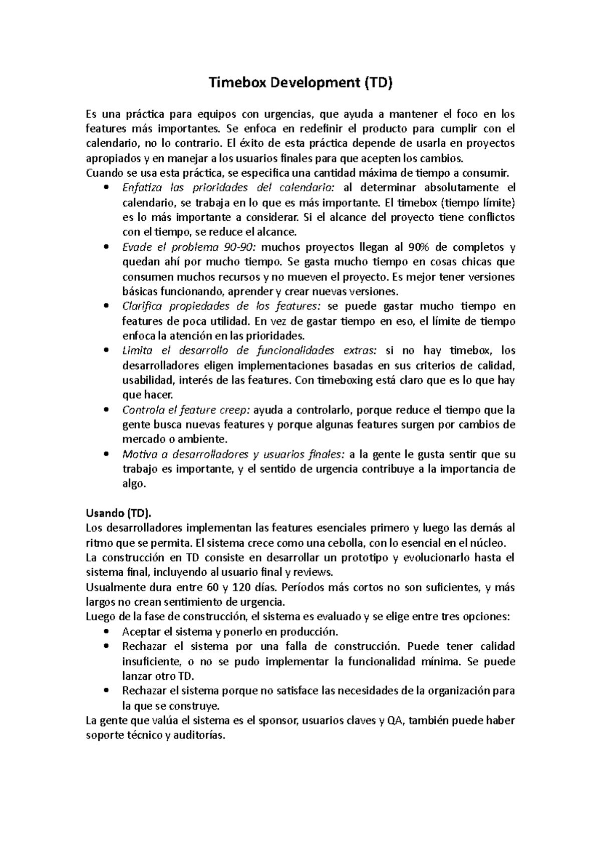 Timebox Development - tiempo de arena para desarrollo - Timebox ...