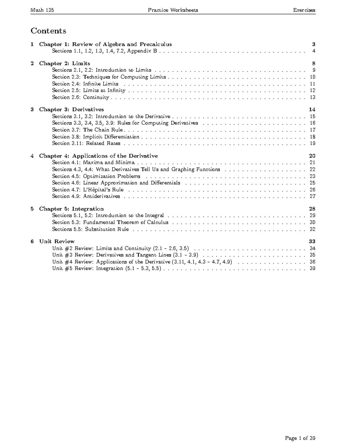 Worksheet master - Practice Full Length - Math 135 Practice Worksheets ...