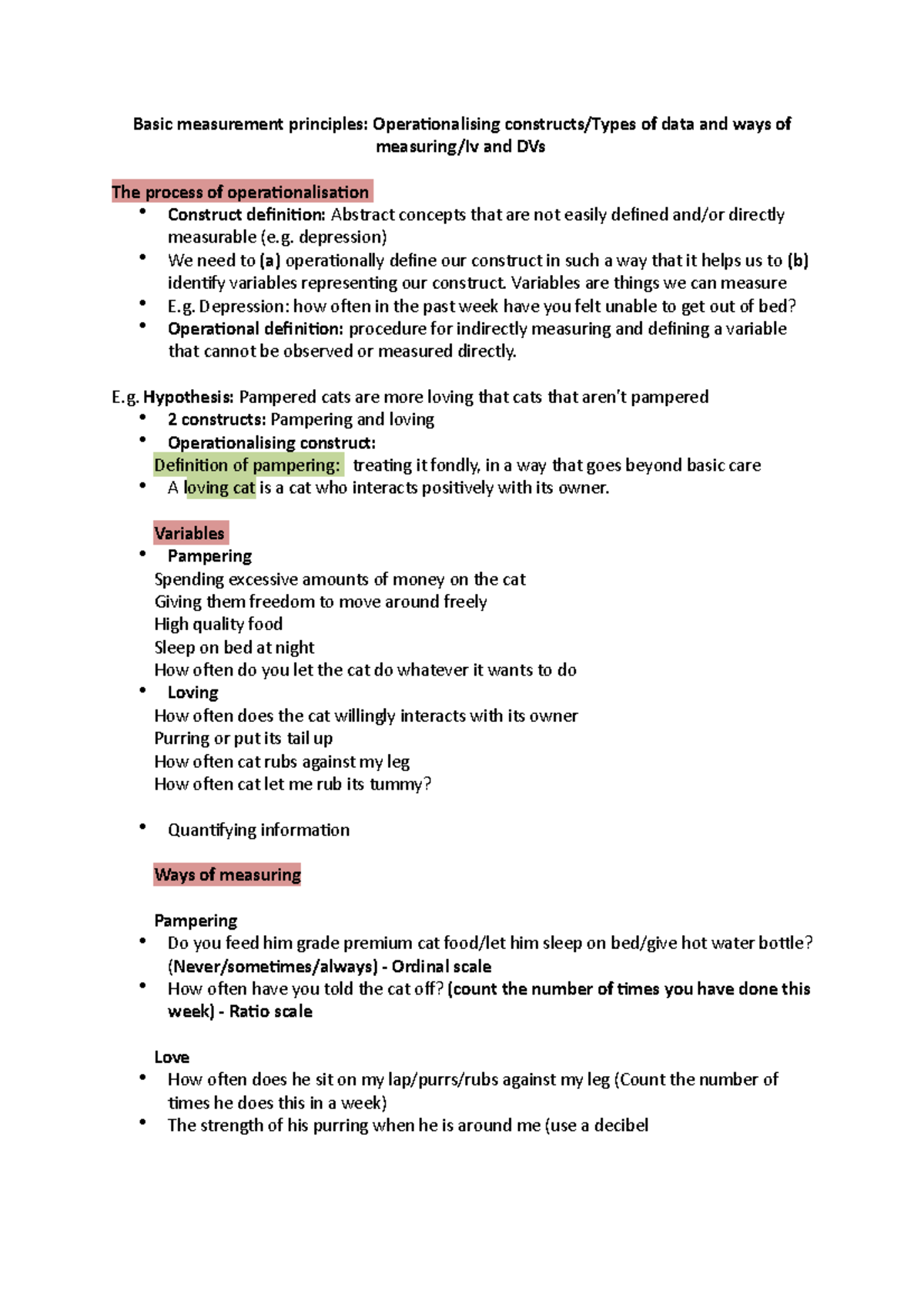 Process of operationalisation - PSYCHOL 1004 - Adelaide University ...