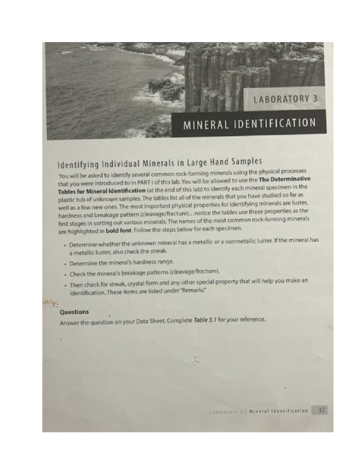 Geo Lab 3 - Geology lab 3: mineral identification - GEOL 1200L - Studocu