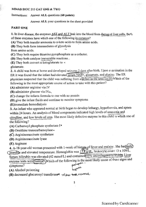 BIOC Questions - Biochemistry - Basic Biochemistry - Studocu