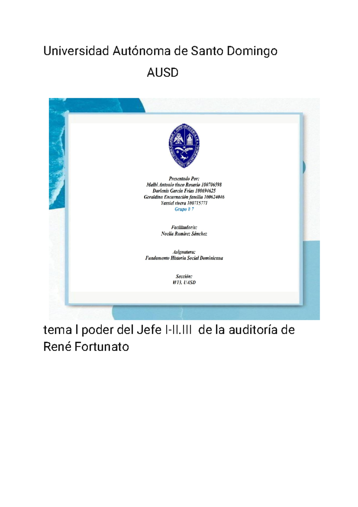Universidad Autónoma de Santo Domingo uasd - Introd A Las Ciencias ...