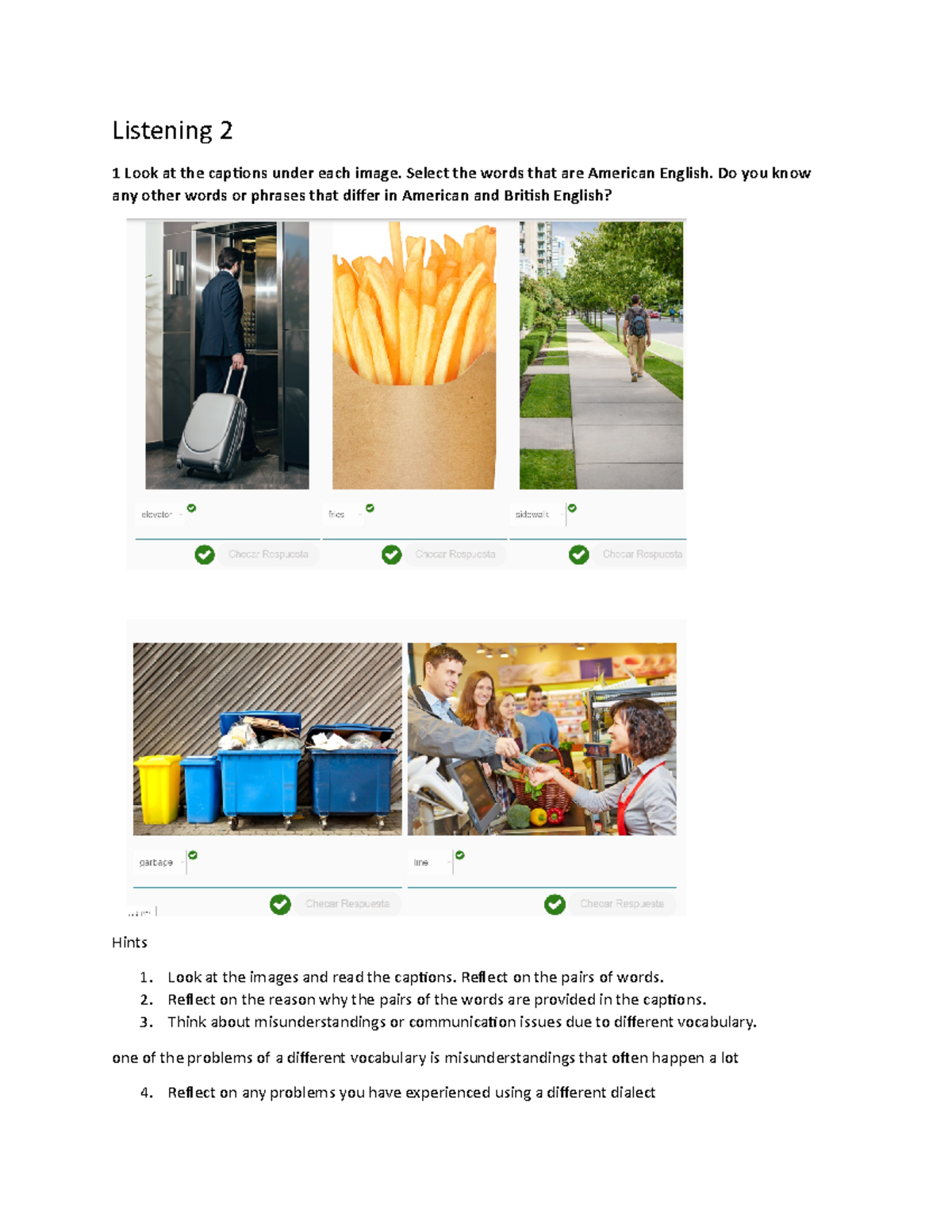 Document 3 - wrtwer - Listening 2 1 Look at the captions under each ...