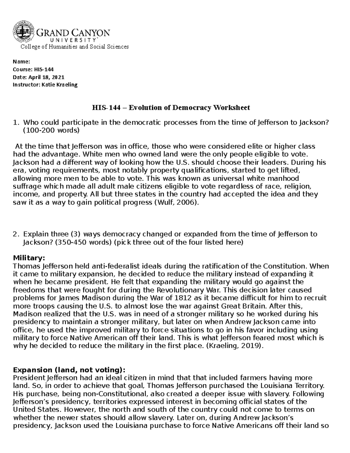 Evolution of Democracy.Worksheet revised - College of Humanities and ...