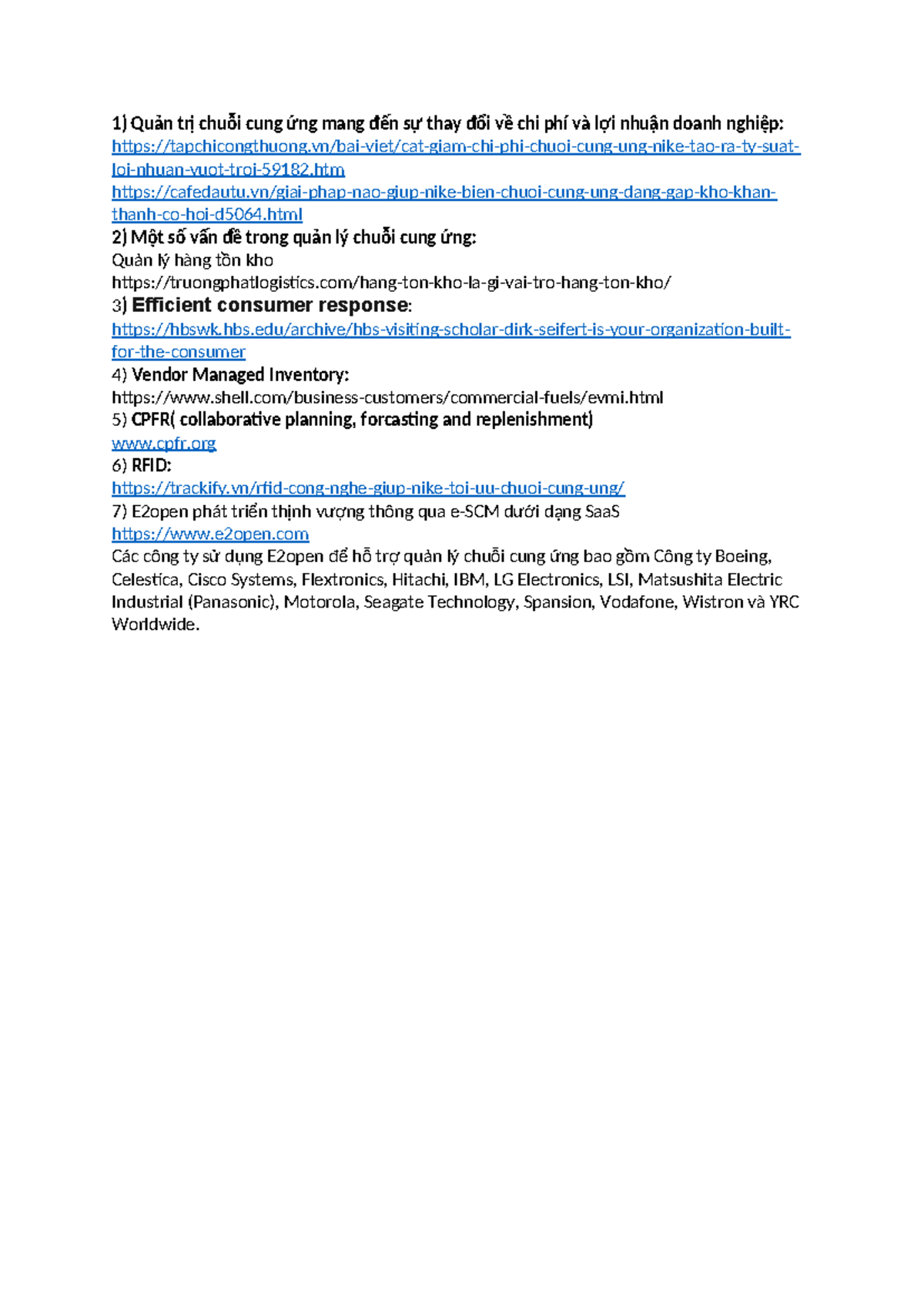Case study chapter 6 e-scm 2 - Quản trị chuỗi cung ứng mang đến sự thay đổi về chi phí và lợi ...