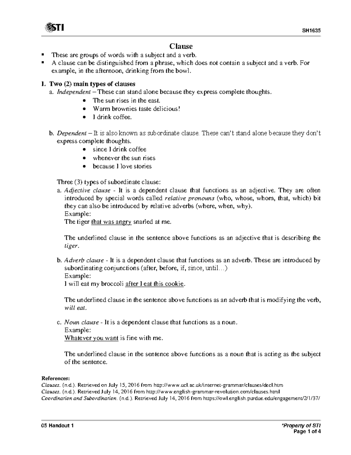 Reading AND Writing Handout 5 - 05 Handout 1 *Property of STI Clause ...