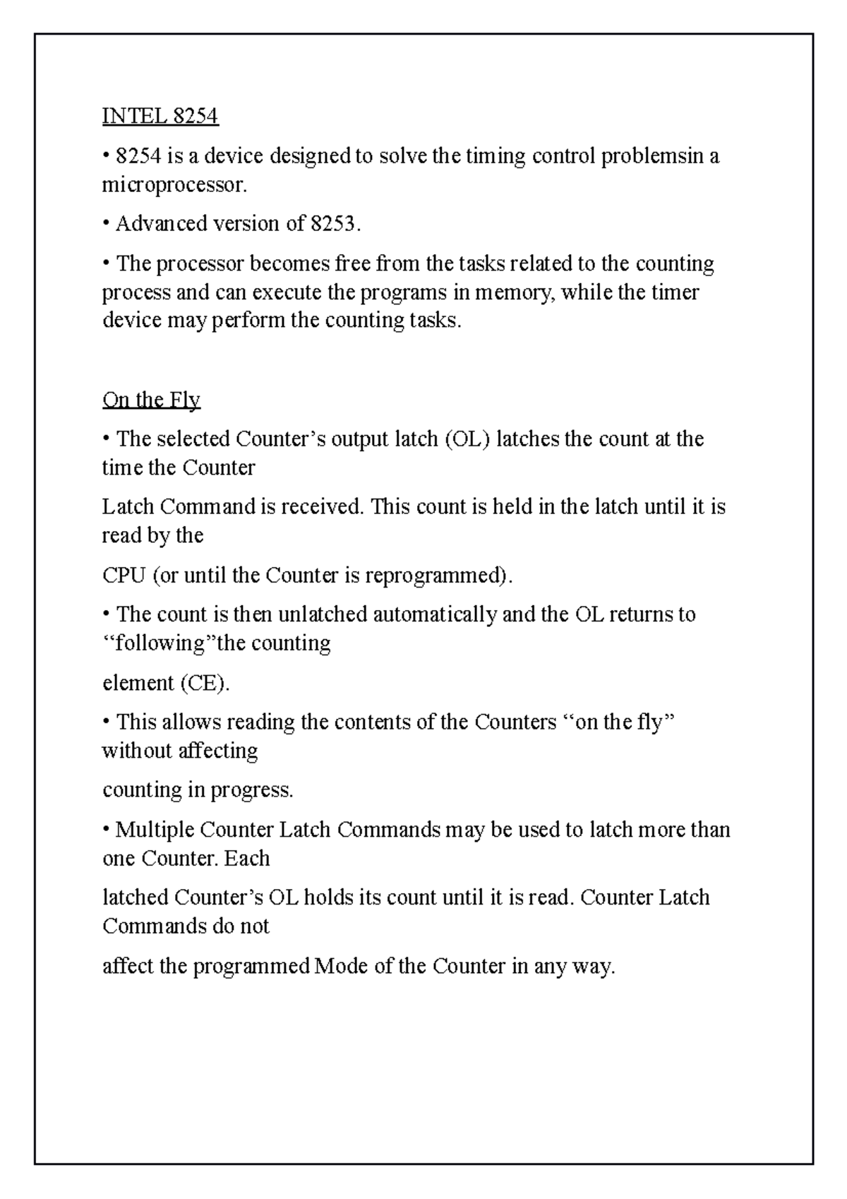 INTEL 8254-NOTES - INTEL 8254 8254 is a device designed to solve the ...