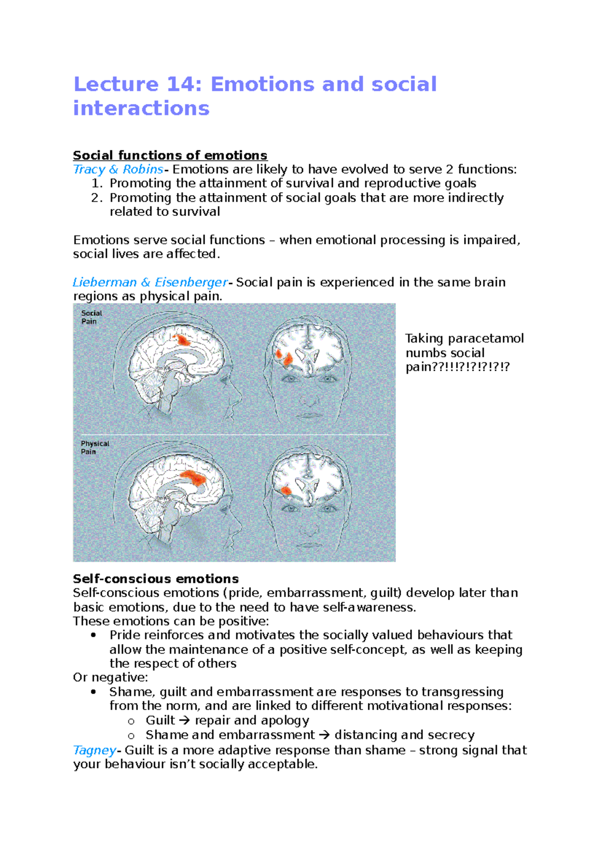 Lecture 14- Emotions and social interactions - Lecture 14: Emotions and ...