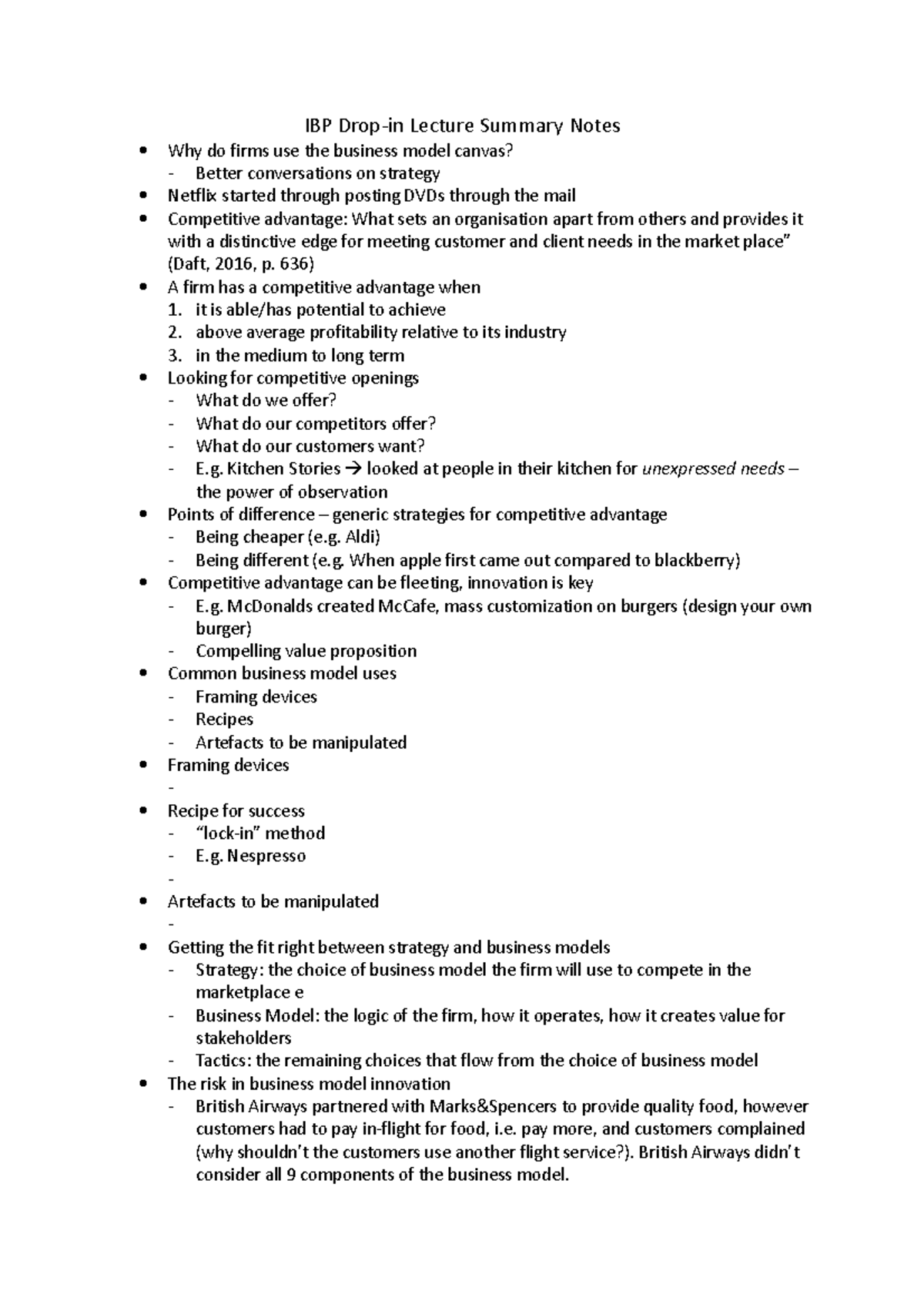 IBP Lecture Notes - 26100 - Studocu