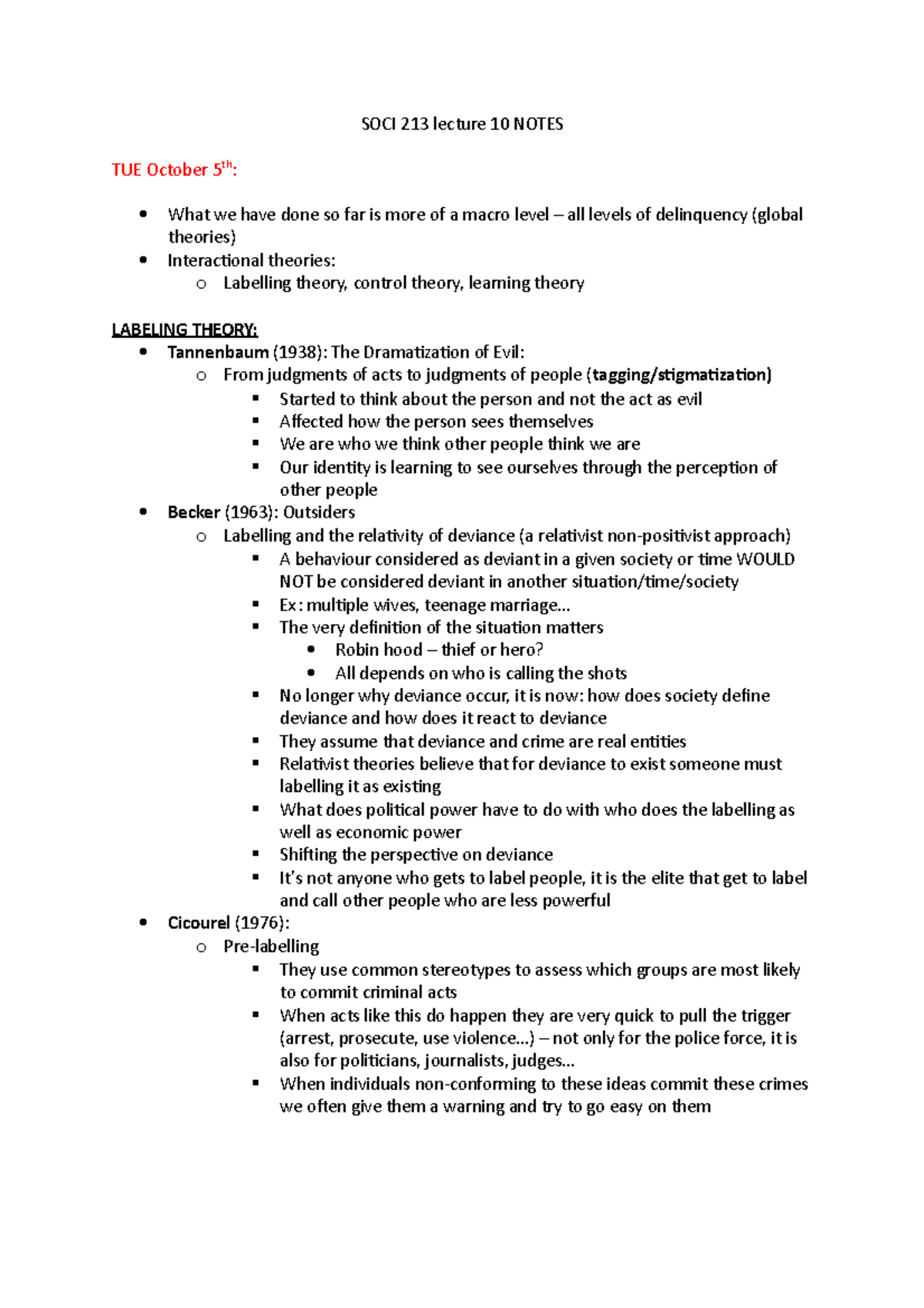 SOCI 213 lecture 10 Notes - Soci 219 - McGill - Studocu