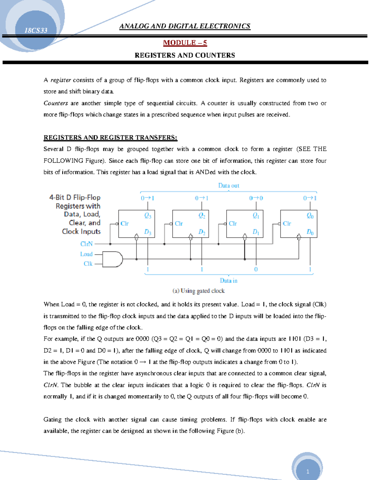 18CS33-ADE-Module 5 - module 5 - MODULE – 5 REGISTERS AND COUNTERS A ...