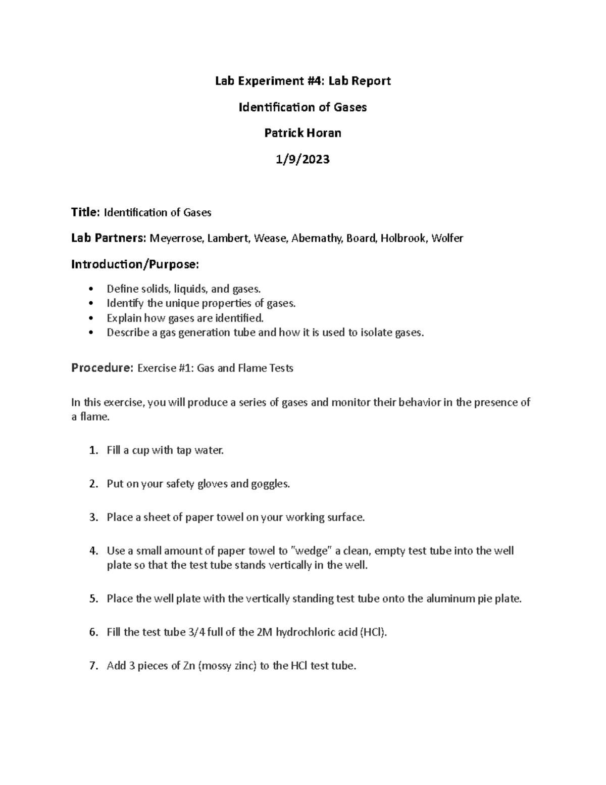 Lab Experiment Four Lab Report-Patrick Horan - Lab Experiment #4: Lab ...