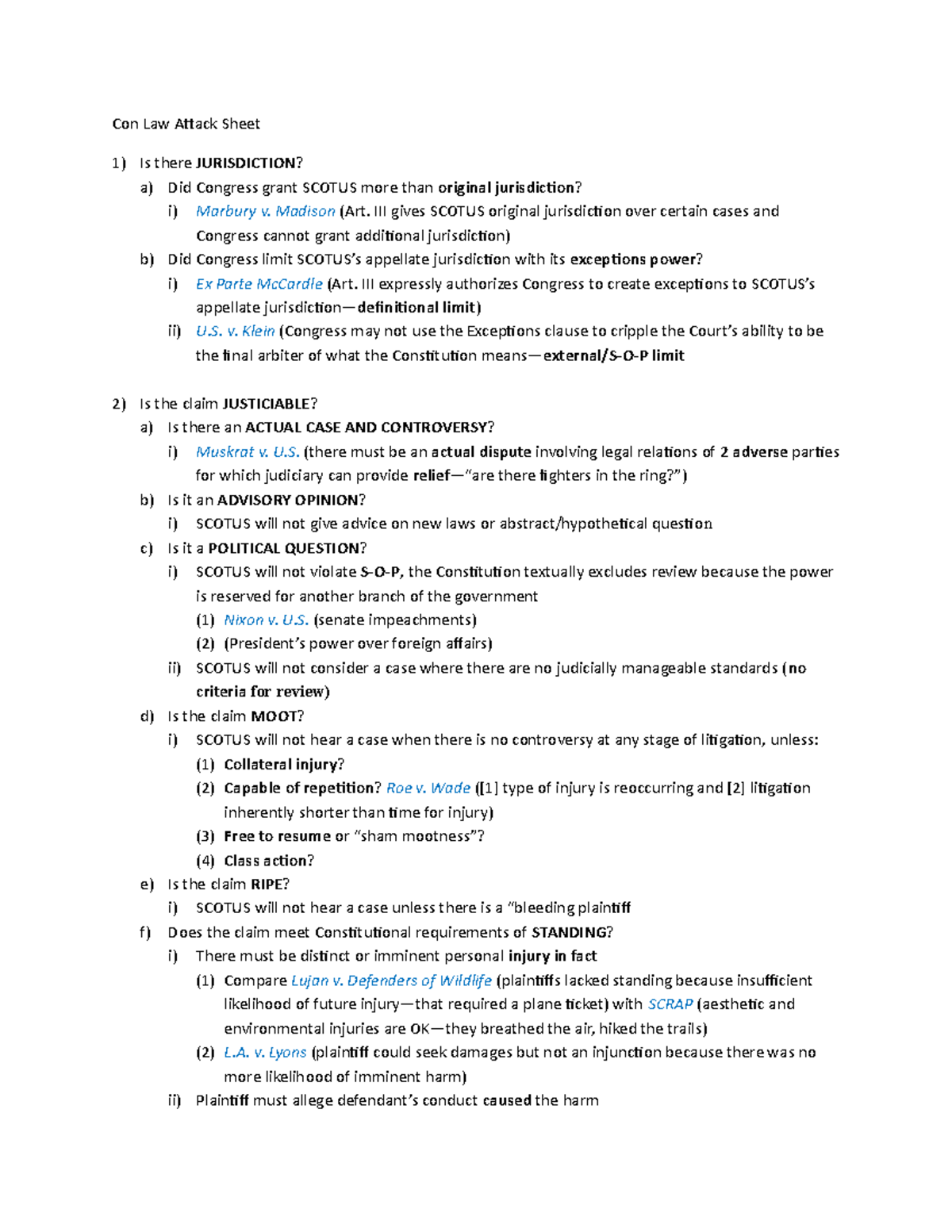 Attack Sheet Con Law I 2020 Final Exam Prep - Con Law Attack Sheet Is ...