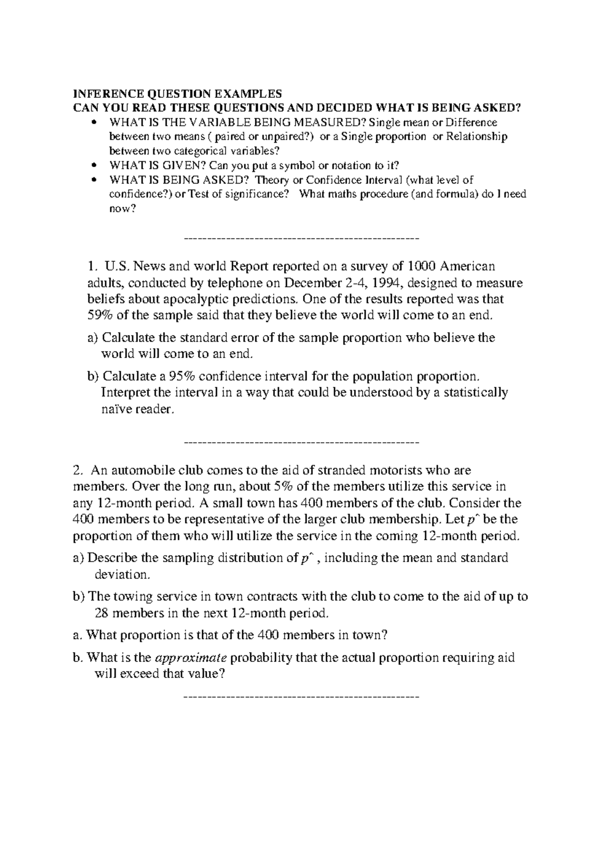 Inference question examples - INFERENCE QUESTION EXAMPLES CAN YOU READ ...