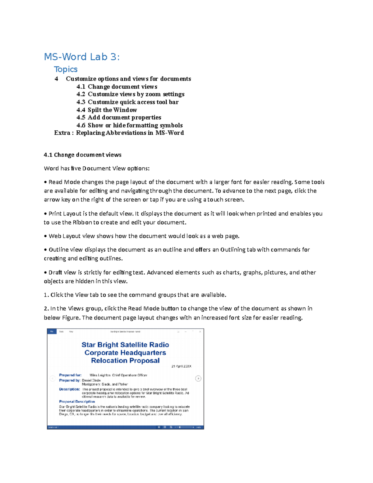 LAB 3 - Good - MS-Word Lab 3: Topics 4 Customize options and views for ...