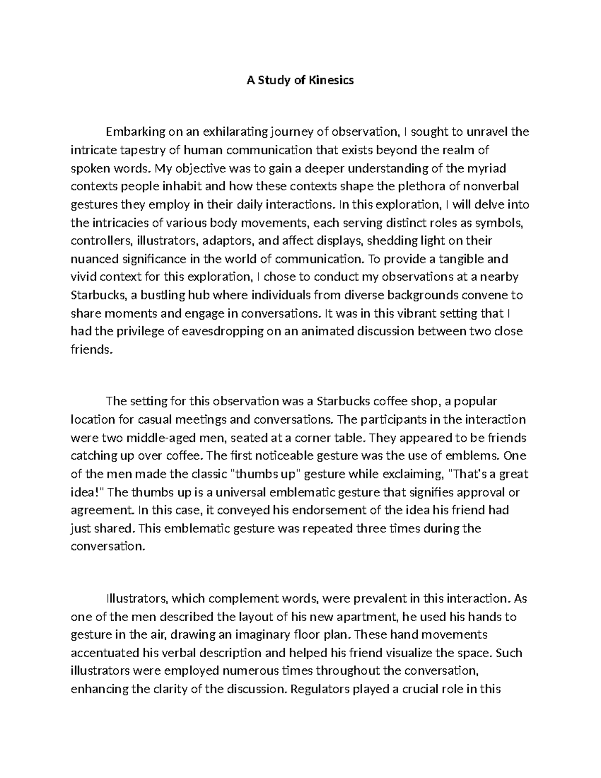 A Study of Kinesics - A Study of Kinesics Embarking on an exhilarating ...